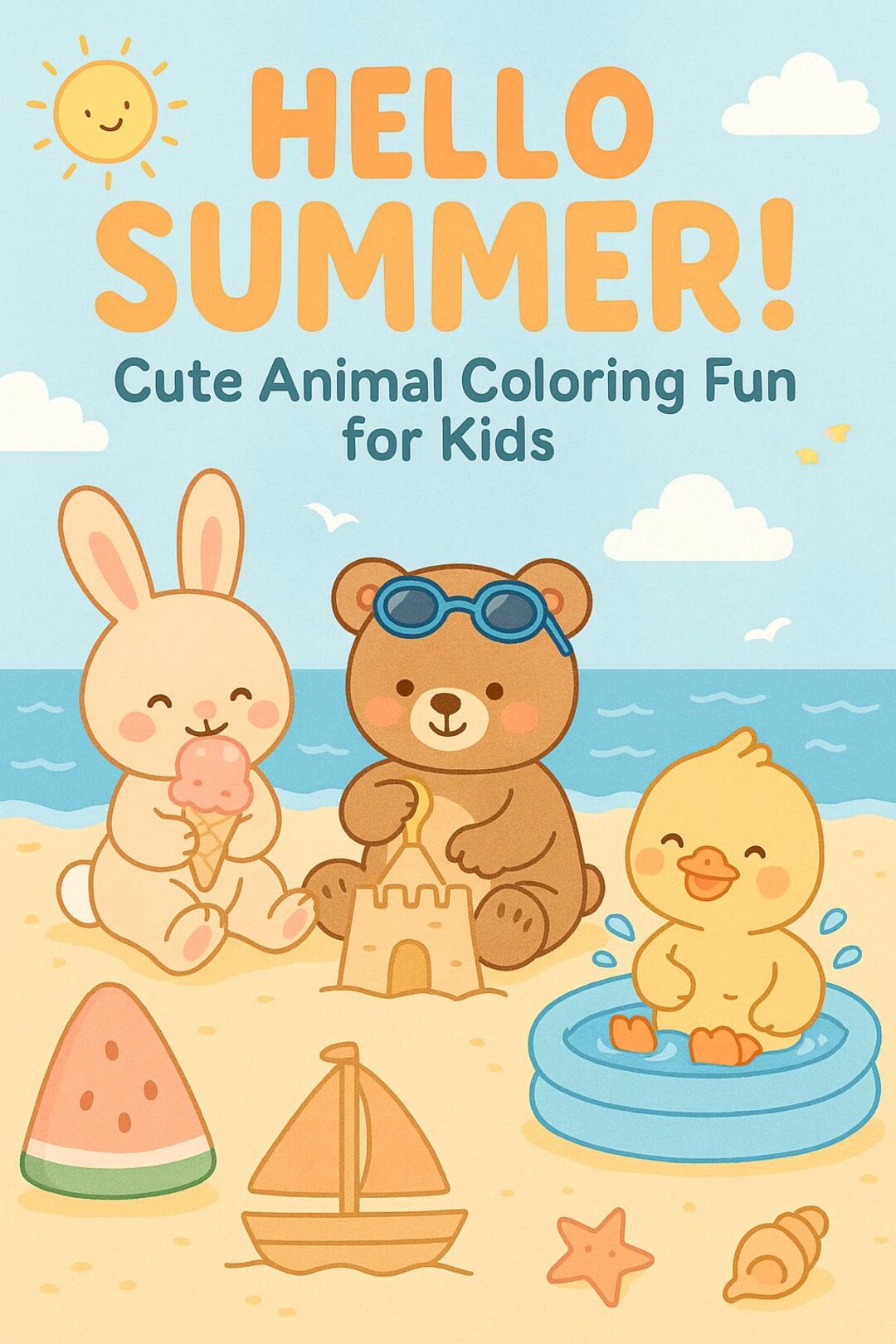 Summer Coloring Book for Kids | Cute Animal Coloring Pages | Toddler ...