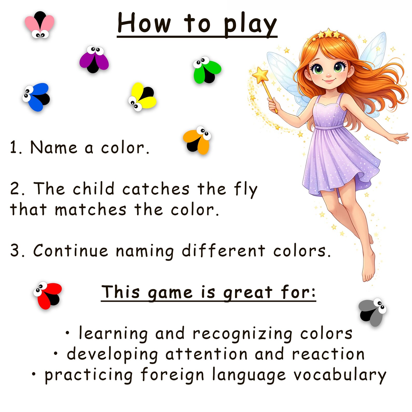 Catch the Flies! Color Matching Game Printable | Toddler Fine Motor ...