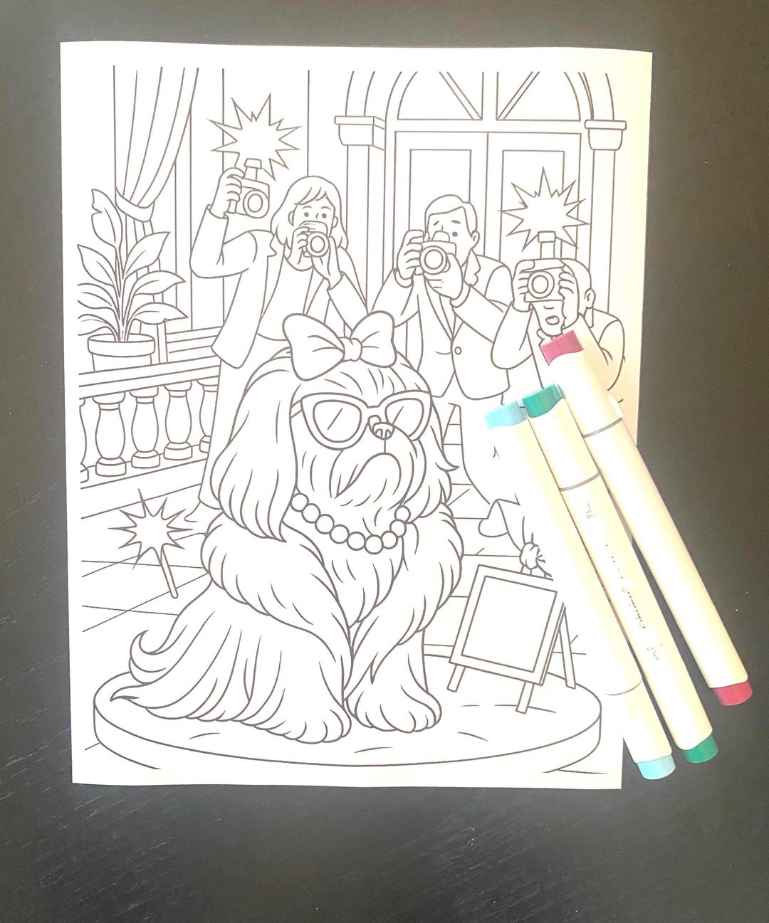 Funny Dog Coloring Page: Penthouse Pet With Paparazzi (PDF Download 8 ...