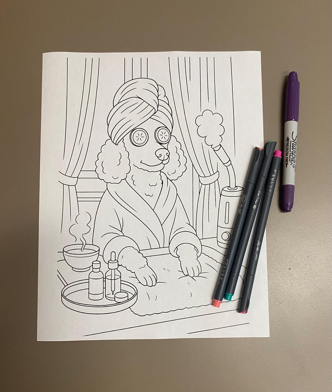 Cute Dog Coloring Page - Penthouse Pets Poodle Spa Treatment | Funny ...