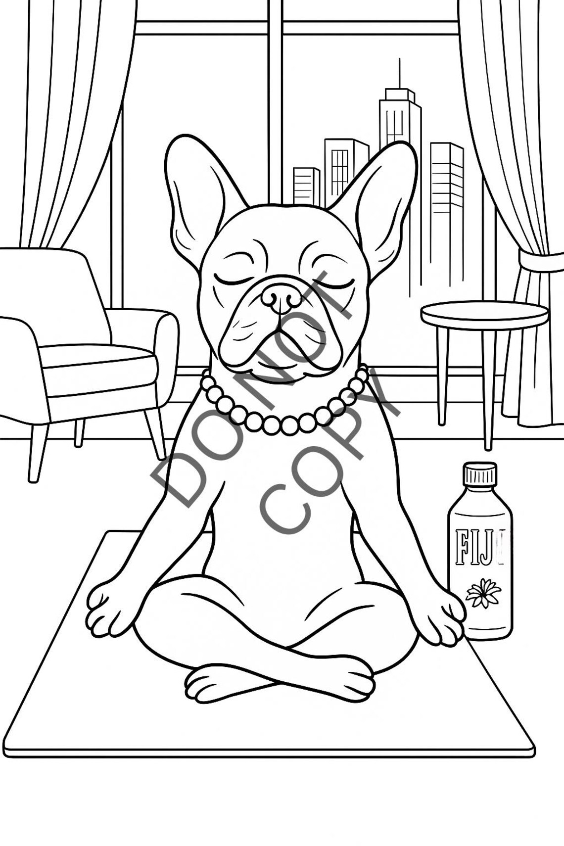 Funny Frenchie Coloring Page: Zen Yoga Dog & Cat (digital Download) - Etsy