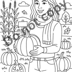 Autumn Pumpkin Patch Coloring Page for Adults: Relaxing Art (PDF ...