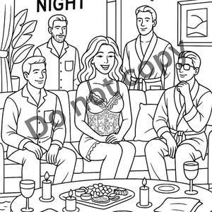 Coloring Page for Adults – Woman on Dating Show – Lingerie Date Night ...