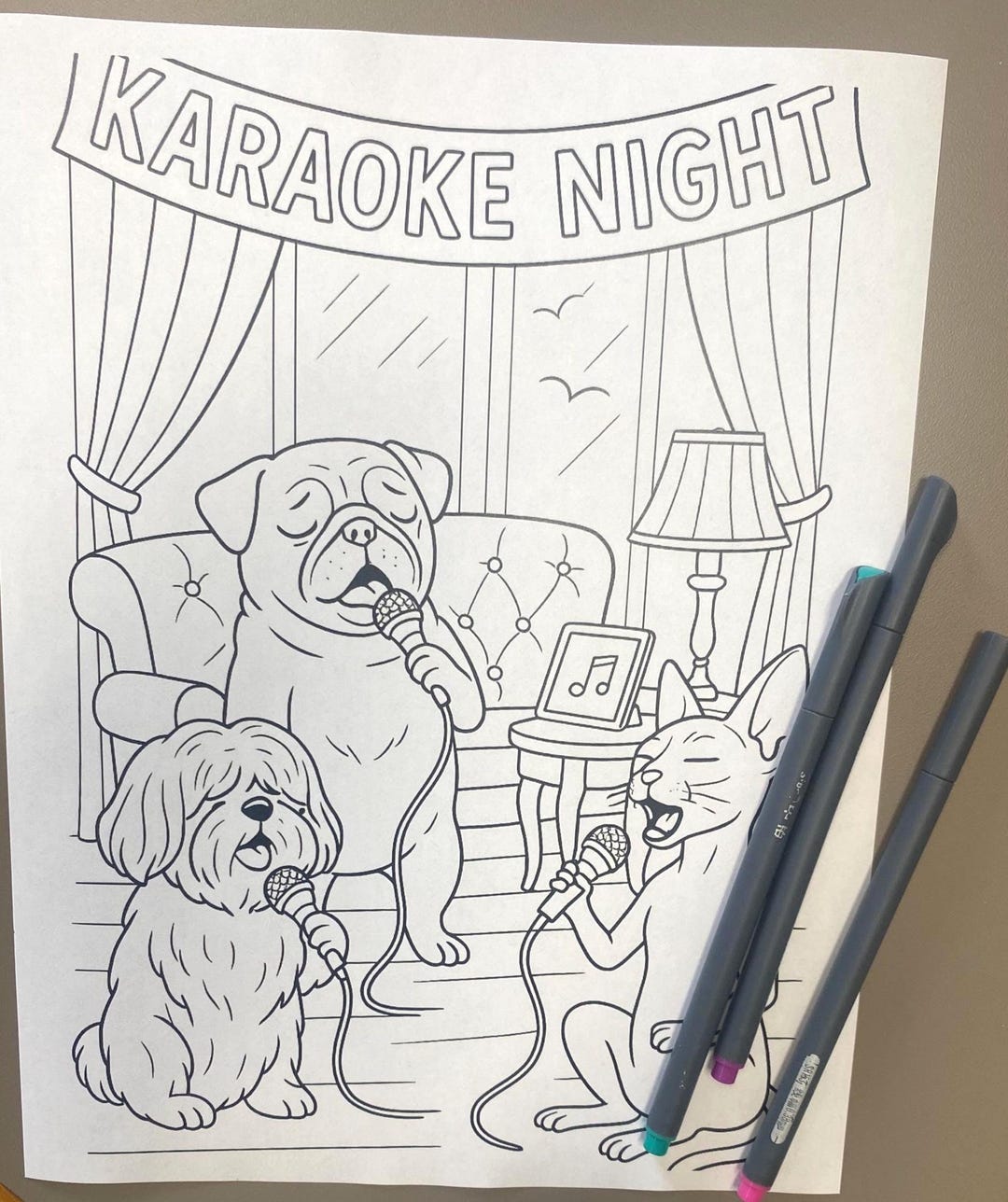 Cute Pet Coloring Page - Penthouse Pets Karaoke Night | Funny Dog and ...