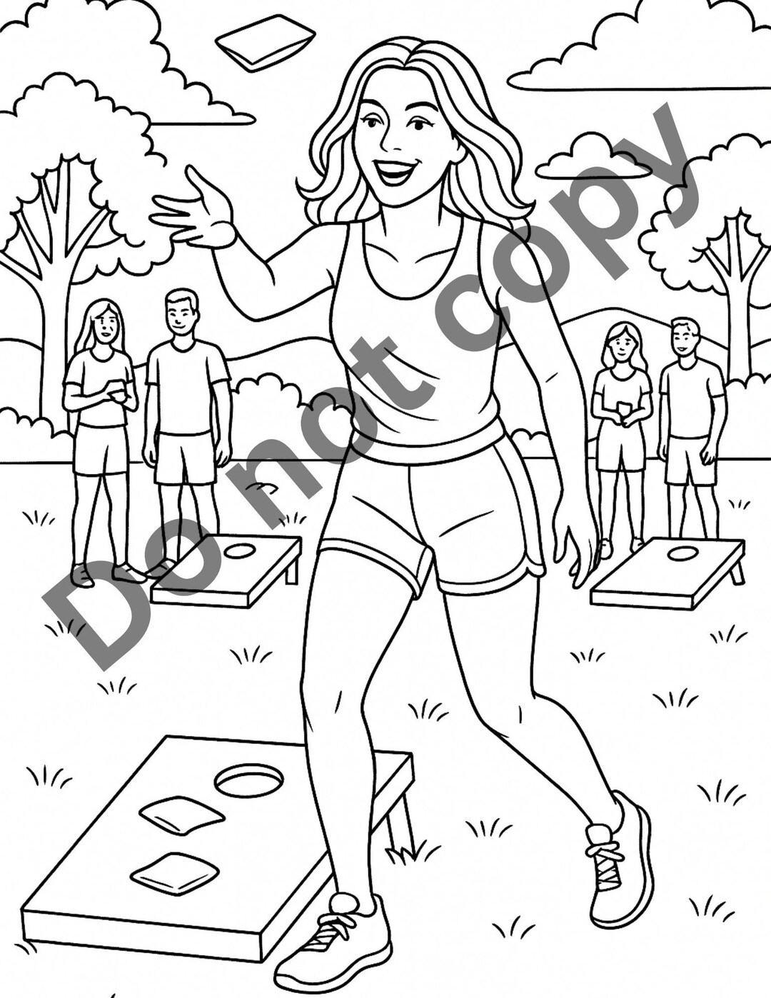 Funny Wine Coloring Page: Woman Playing Cornhole (PDF Download) - Etsy