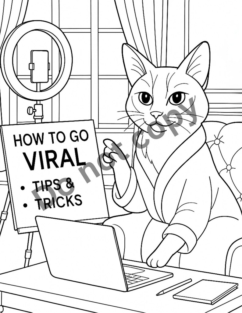 Cute Cat Coloring Page - Penthouse Pets Influencer Cat | Funny Pet How ...