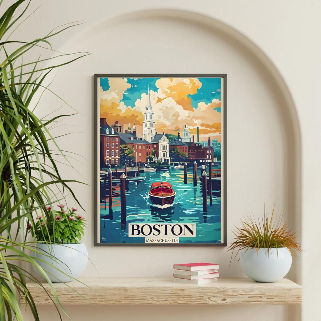 Boston Wall Art,travel Art, Home Office Decor - Etsy
