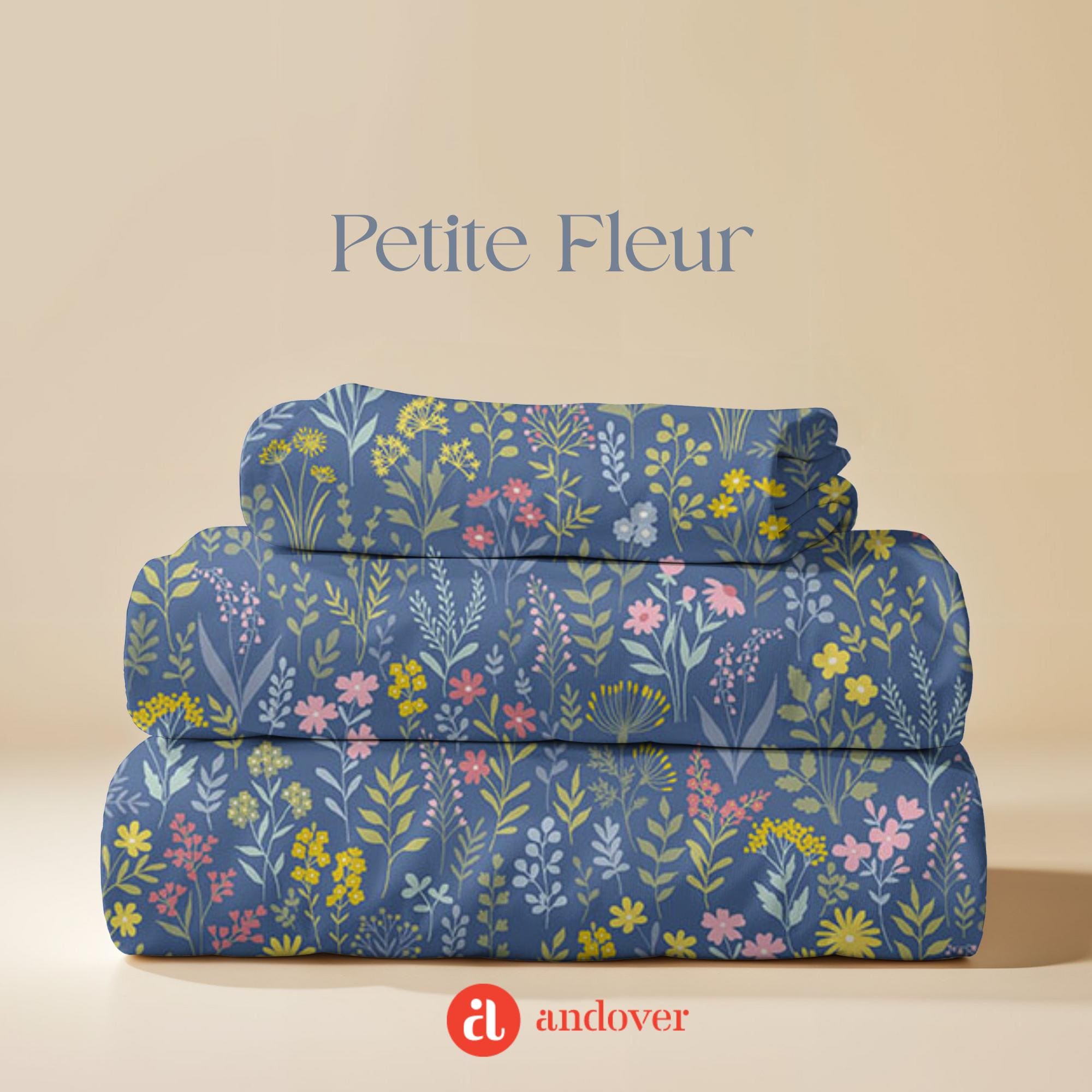 Petite Fleur Wildflower Fabric – Makower UK for Andover Fabrics – Navy ...