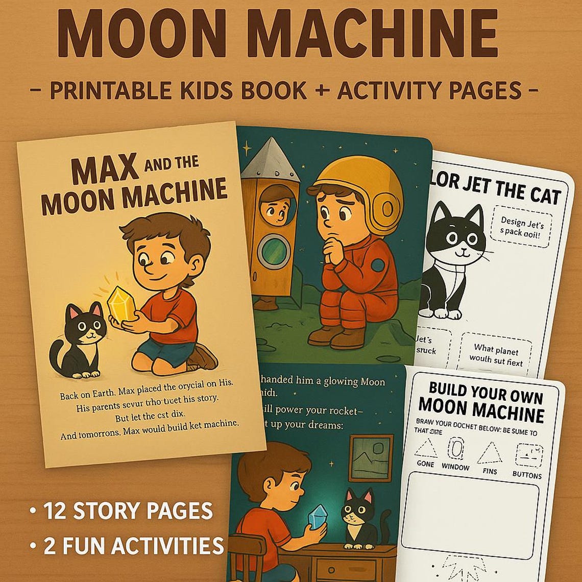 Max and the Moon Machine – Printable Kids Book + Activity Pages | Space ...