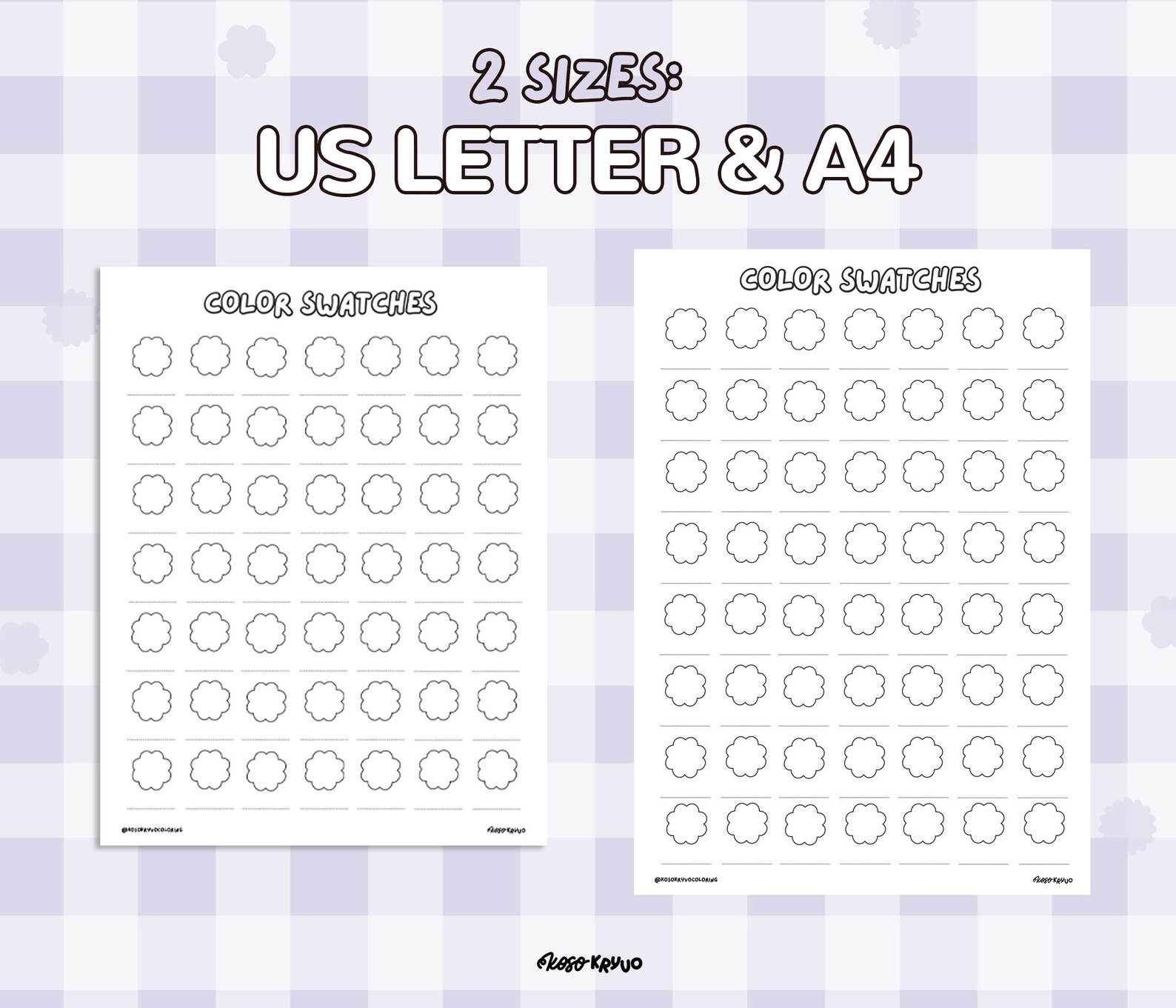 Color Swatch Charts, Printable Alcohol Marker Color Swatches, Cute and ...