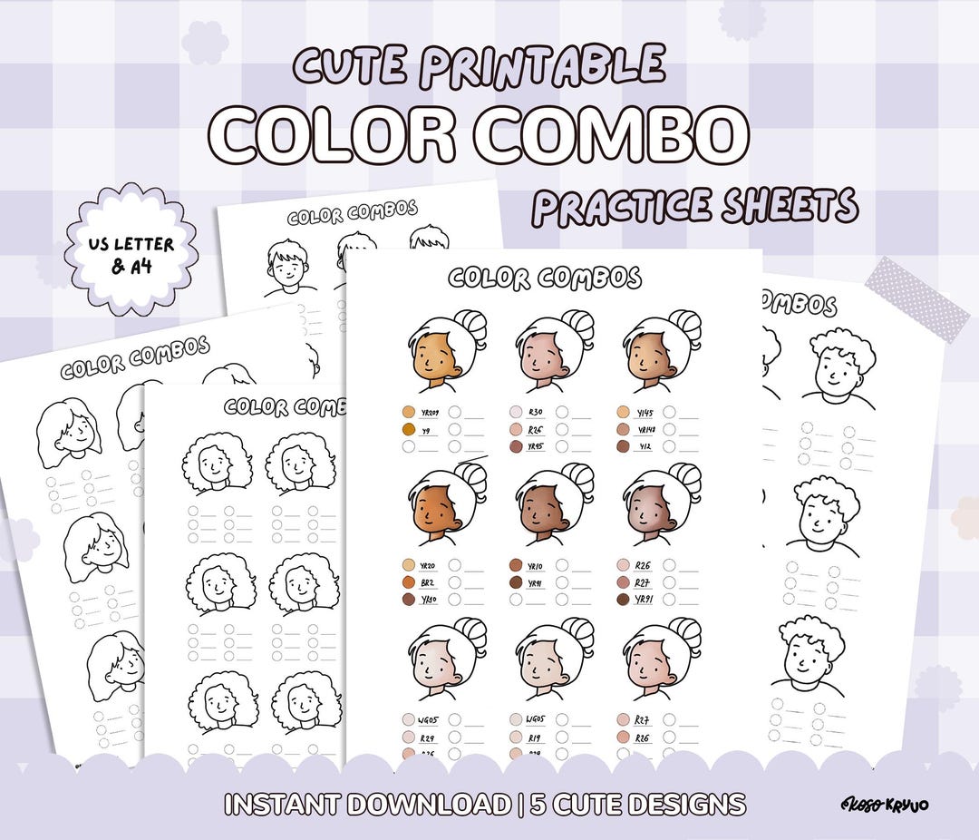Color Palettes Practice Sheets, Printable Alcohol Marker Color ...