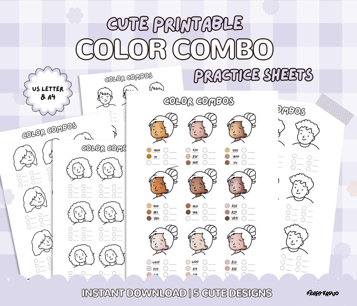 Color Palettes Practice Sheets, Printable Alcohol Marker Color ...