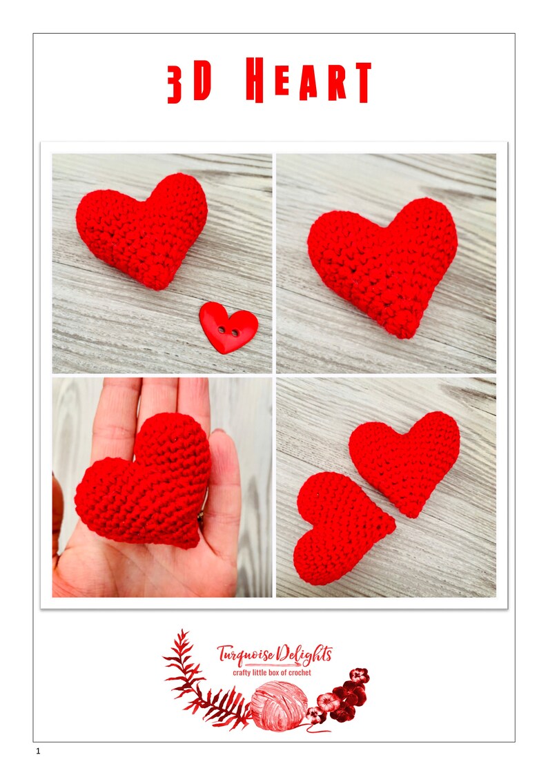 Crochet 3D Red Heart PDF Pattern - Etsy UK