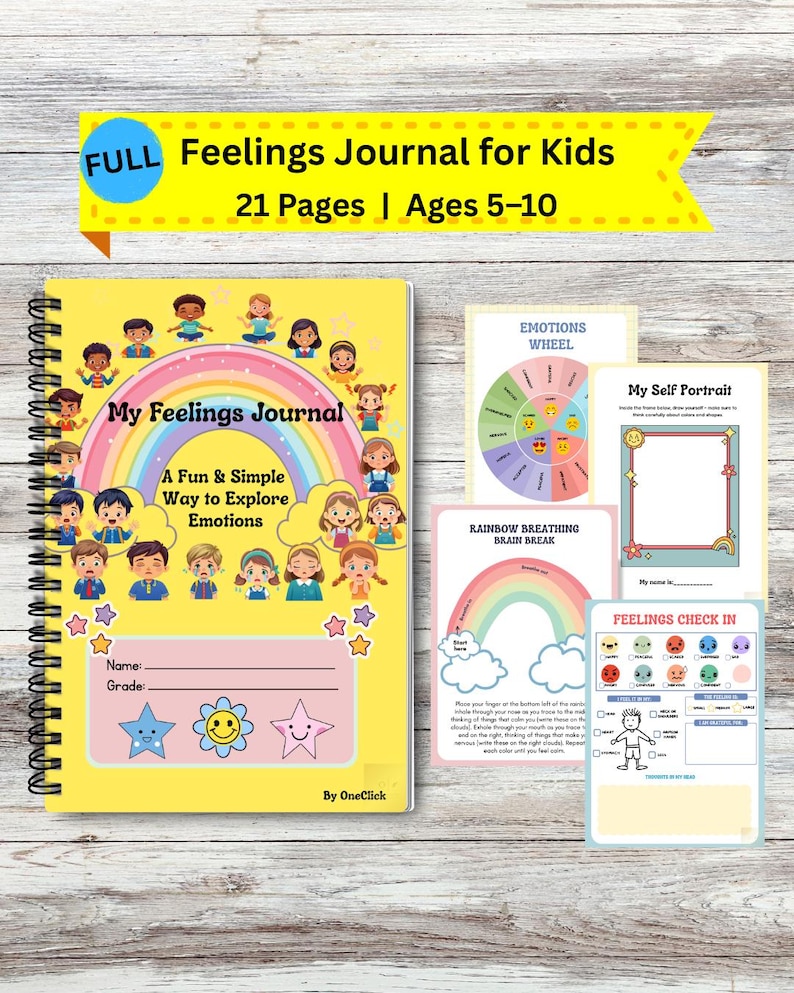 Kids Feelings Journal Printable – Emotional Regulation & Self Awareness ...