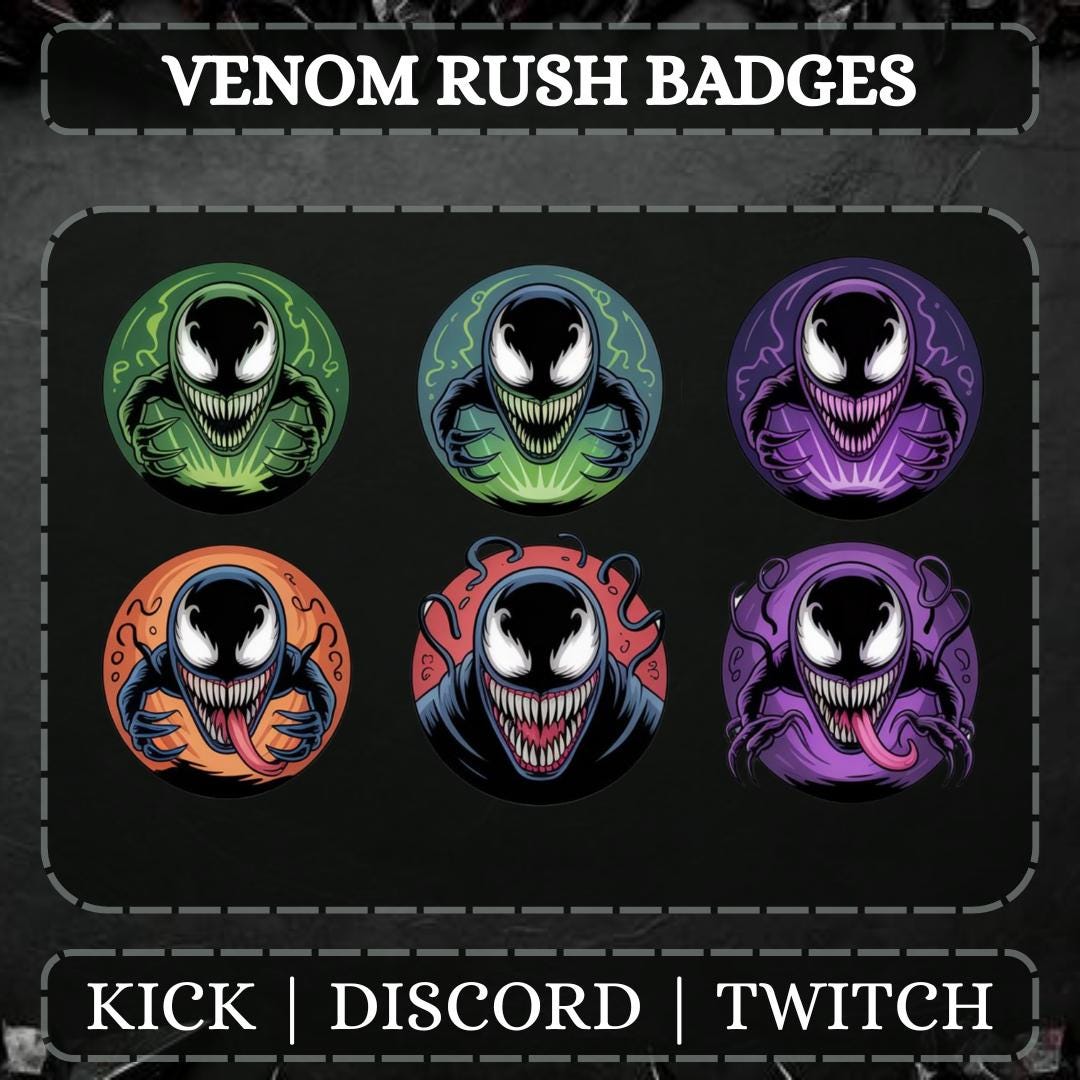 Venom Rush Badges for Twitch, Youtube, Discord (digital Download) - Etsy