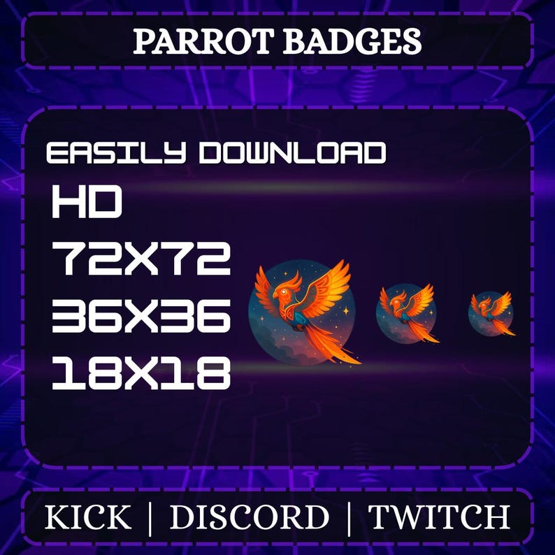 Parrot Twitch Badges | Twitch Bird Sub Badges | Twitch Subscriber ...