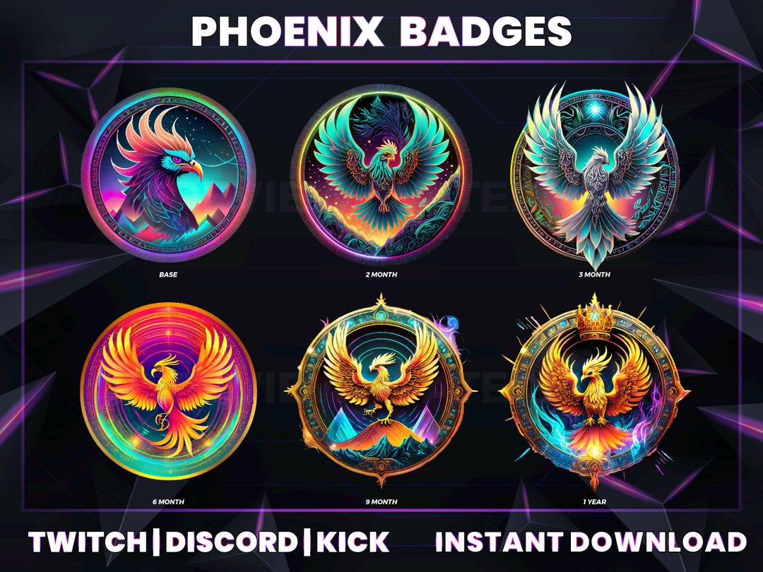 Phoenix Twitch Sub Badges | Phoenix Bit Badges | Discord Role Icons ...