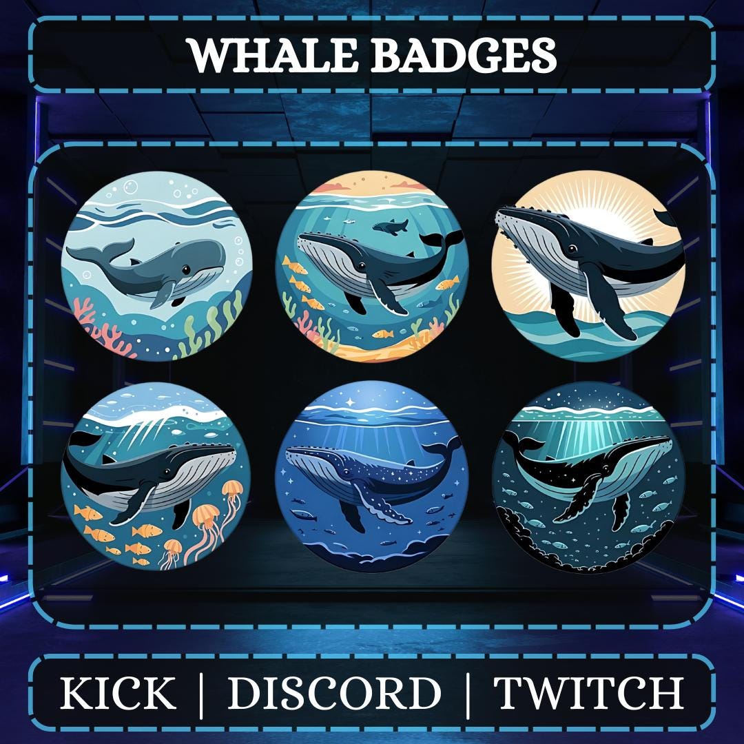 Whale Sub & Bit Badges: Twitch, Discord, Youtube (instant Download - Etsy