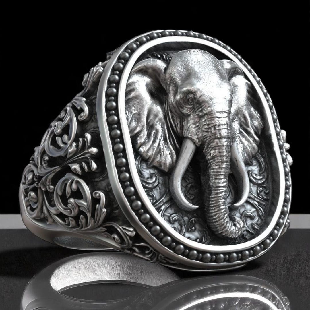 Elephant Signet Ring for Men – Bold Safari Style With Ornate Antique ...