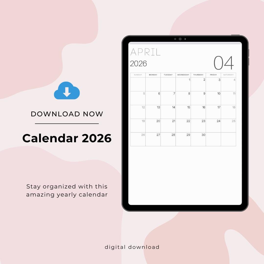 Minimalist Printable 2026 Calendar | Modern Wall Calendar | Aesthetic ...
