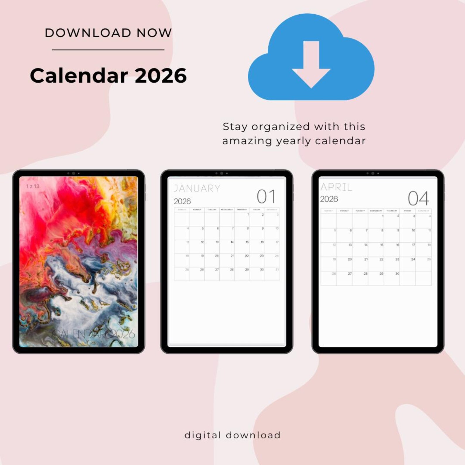 Minimalist Printable 2026 Calendar | Modern Wall Calendar | Aesthetic ...