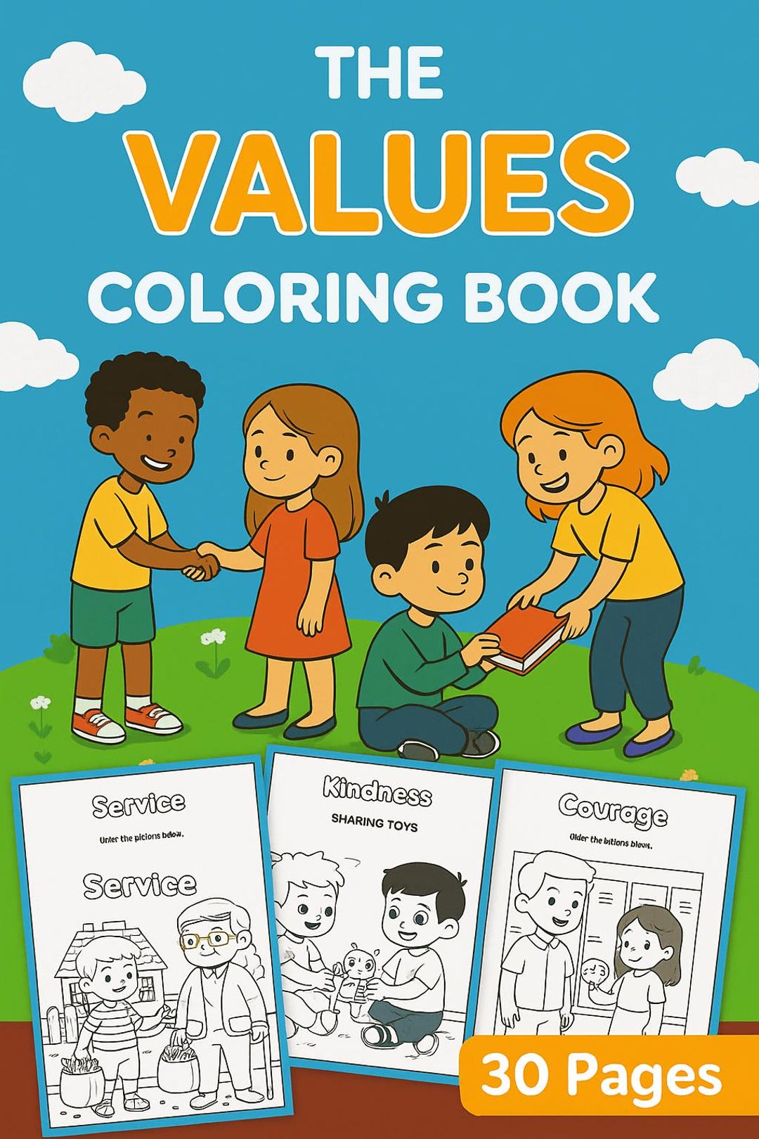 Printable Kids Values Coloring Book | 30 Pages Teaching Kindness ...