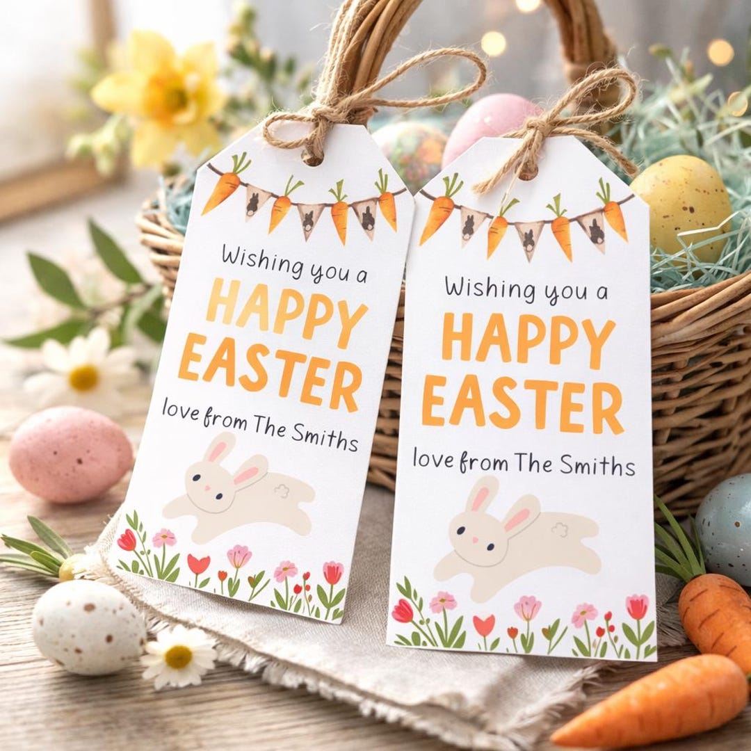 Editable Easter Gift Tag, Carrot Bunting, Easter Treat, Instant ...
