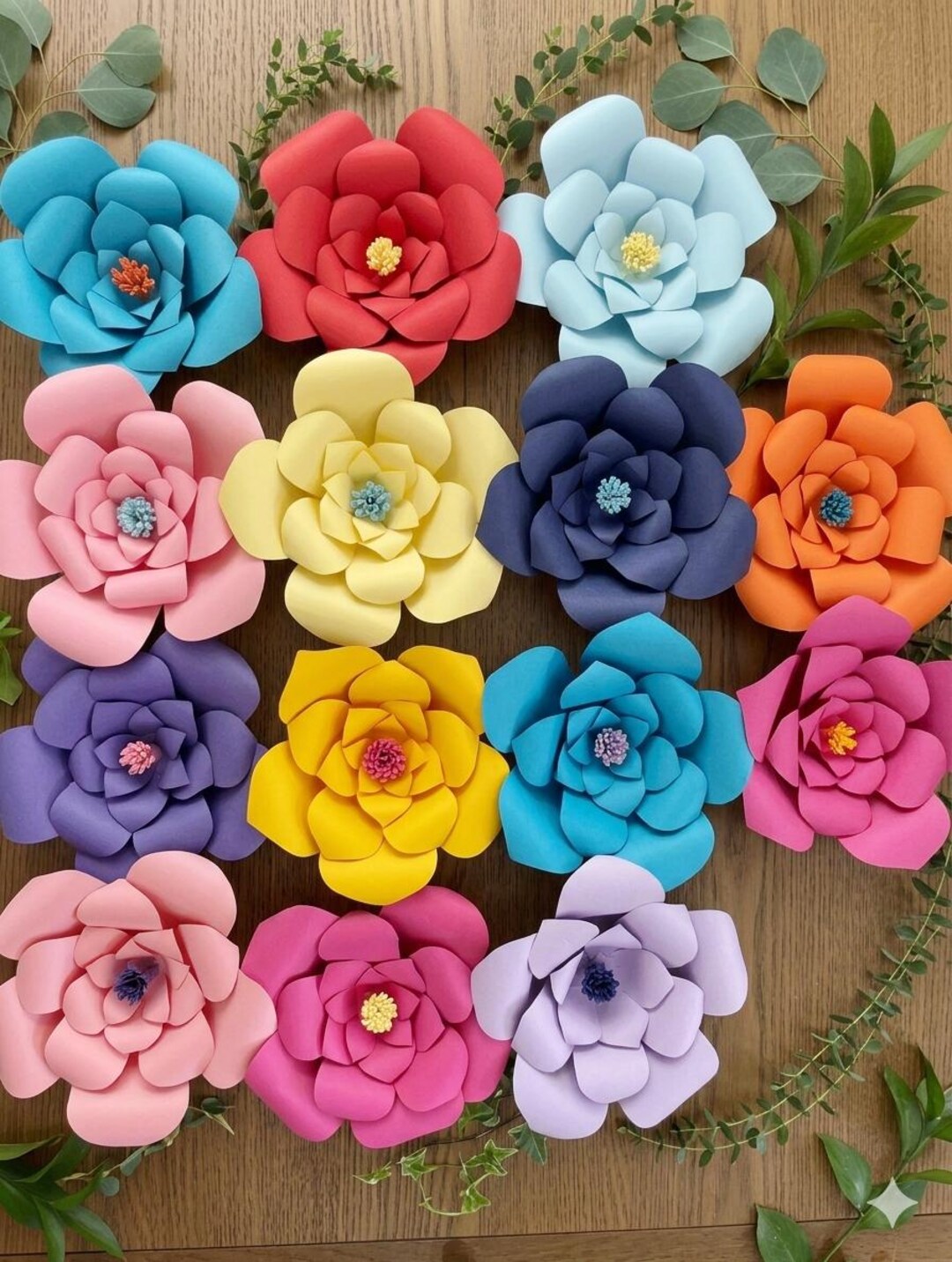 Set of 6 Handmade Paper Flowers, Wedding Backdrop, Nursery Wall Art ...