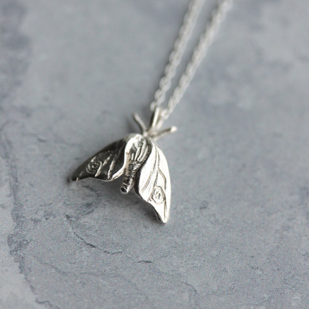 Delicate Moth Silver Necklace - Etsy