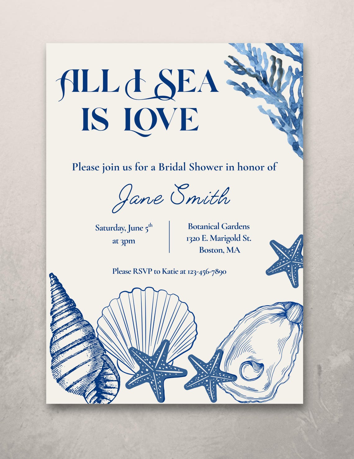 Editable All I Sea is Love Bridal Shower Invite | Coastal Theme | Beach ...