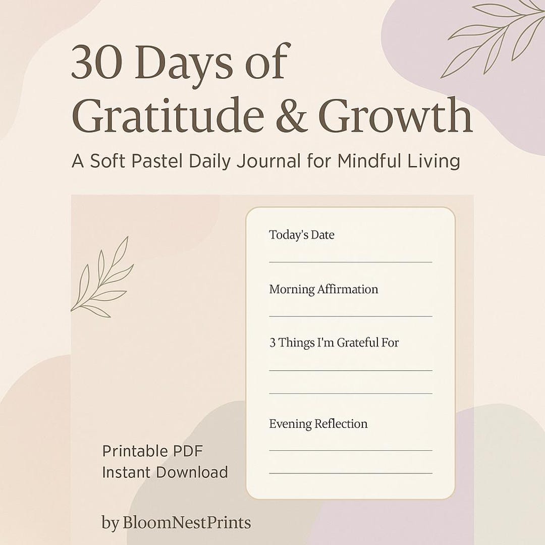 30 Days of Gratitude & Growth | Printable Journal PDF | Daily ...