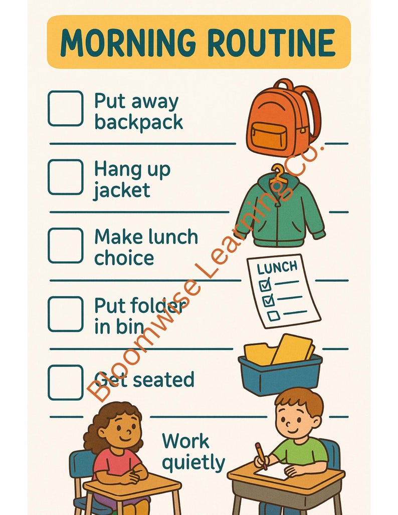Printable Morning Routine Chart for Kids – Cute Editable PDF – Visual ...