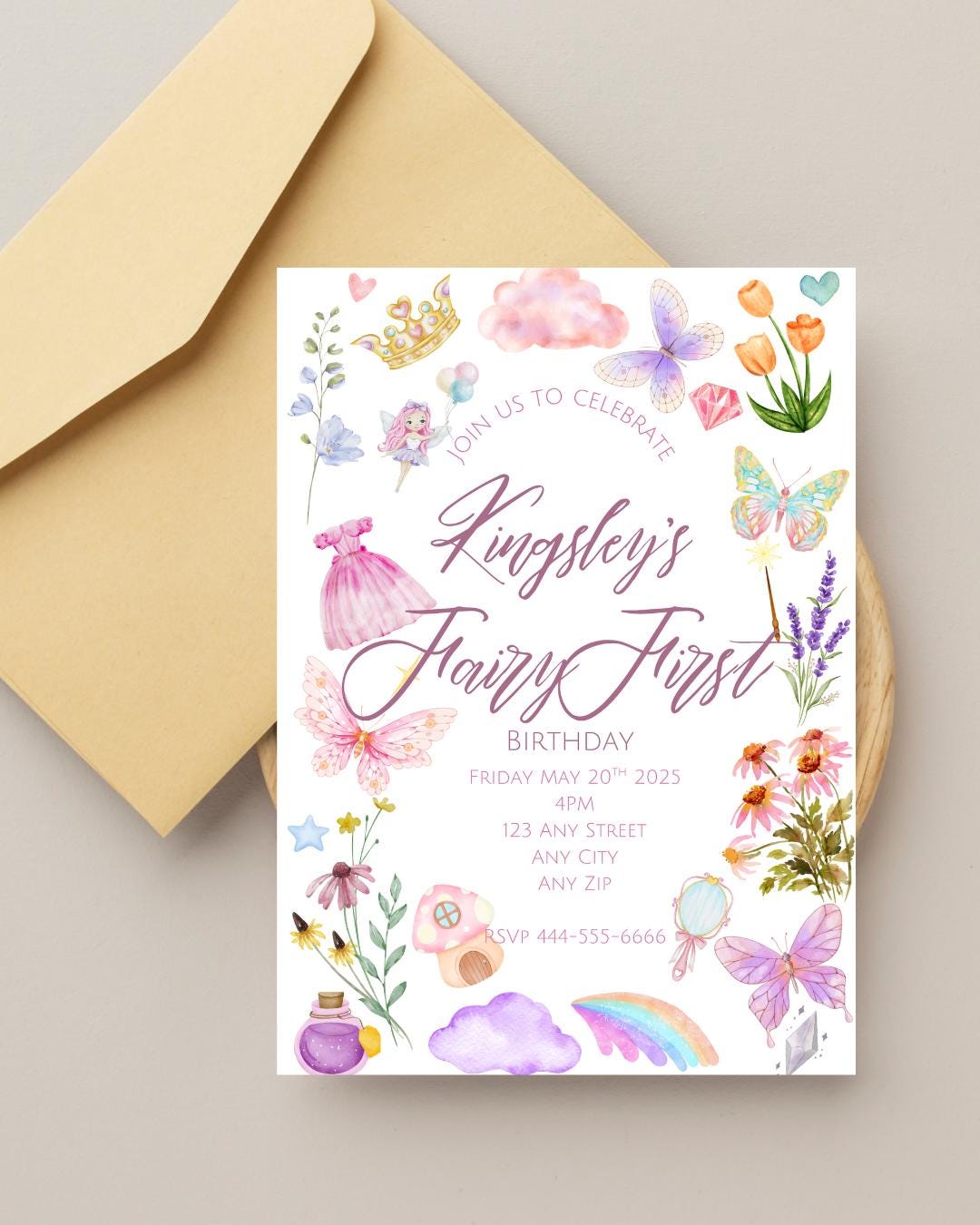 Fairy First Birthday Garden Fairy Theme Birthday - Digital File ...