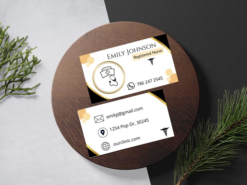 Editable Nurse Business Card Template Canva | CNA, Caregiver, Nurse ...