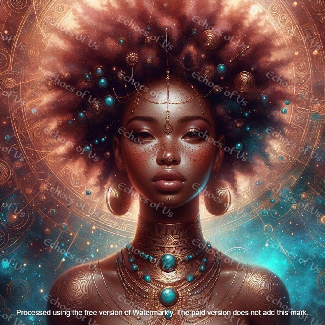 Celestial African Goddess Art: Afro-futuristic Galaxy Portrait (digital ...