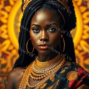 African Queen Portrait: Black Woman Art Print, Afrocentric Home Decor ...