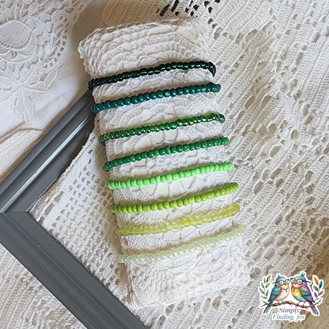 Green Seed Bead Bracelets, Shades of Green, Green Bracelets, Beaded ...