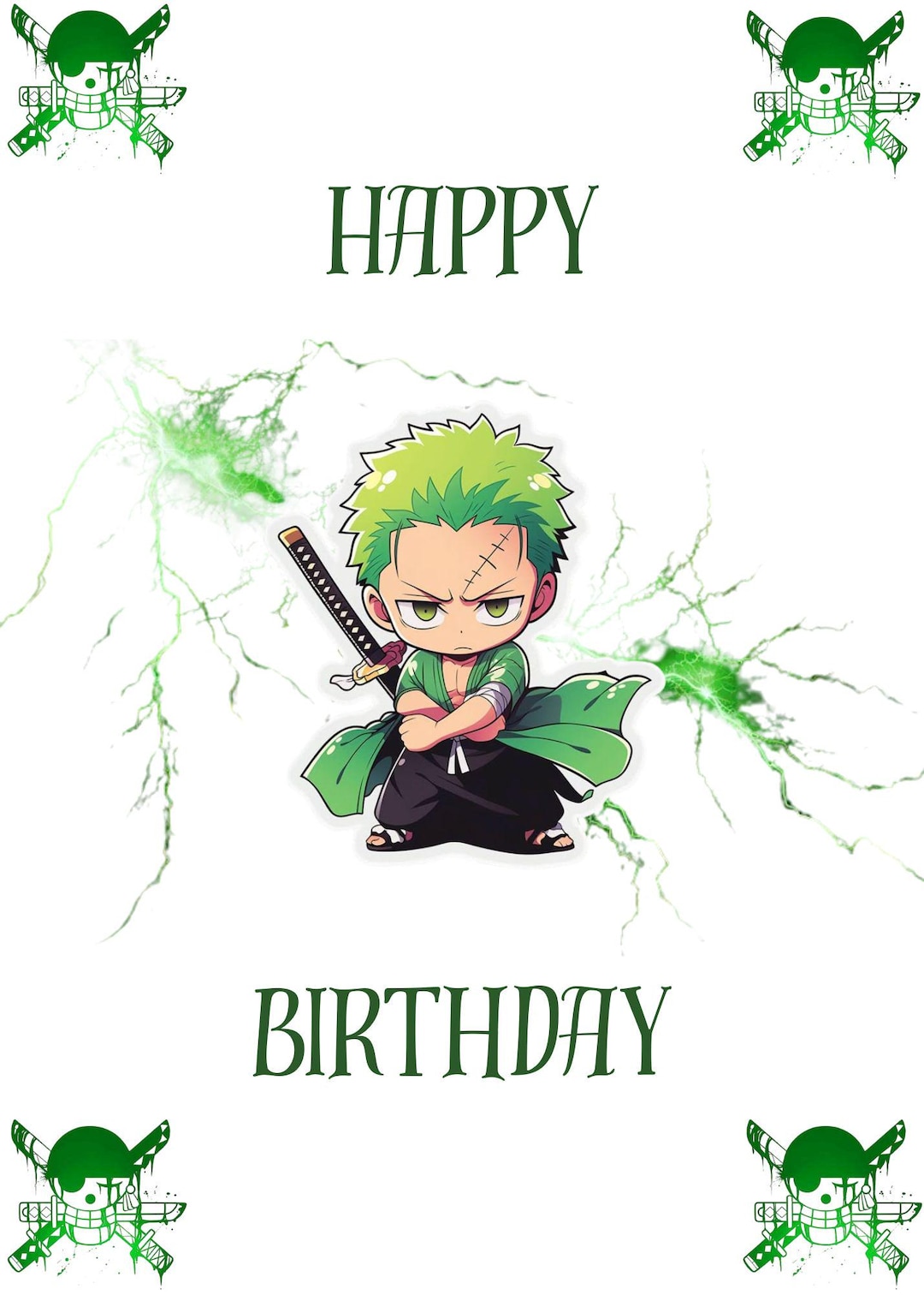 Zoro Birthday Greeting Card - Etsy