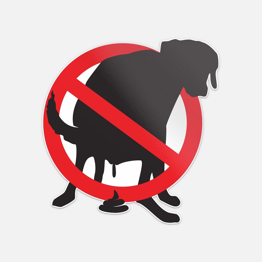 Pooping Dog Prohibition Ban Stop Sign No Poop Car Vinyl Bumper Sticker ...