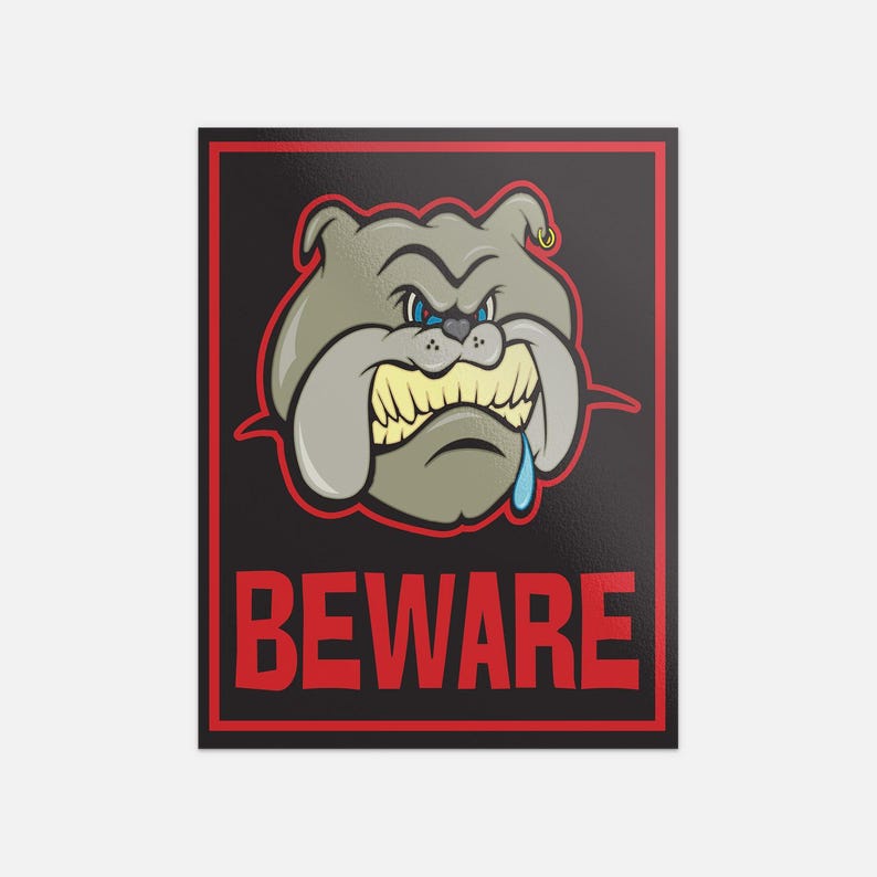 Beware of Angry Dog Warning Sign Vinyl Sticker Bumper Decal - Etsy