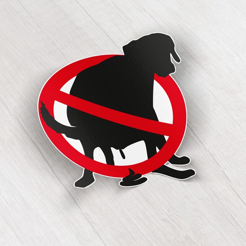 Pooping Dog Prohibition Ban Stop Sign No Poop Car Vinyl Bumper Sticker ...