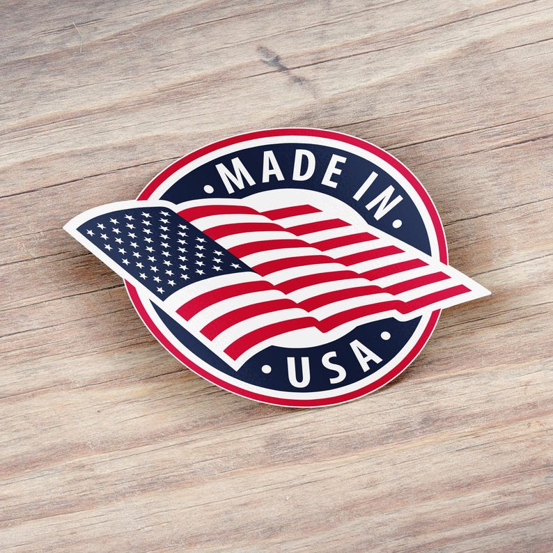 Made in USA American Flag United States Car Vinyl Bumper Sticker Decal ...
