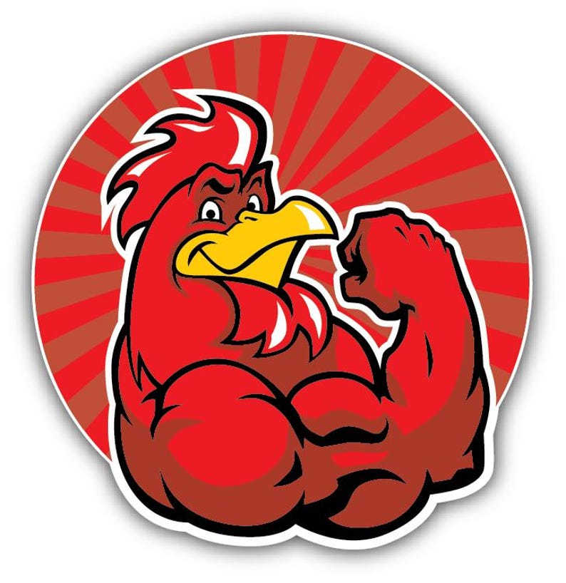 Cartoon Muscular Rooster Mascot Sport Car Bumper Sticker Vinyl Decal - Etsy