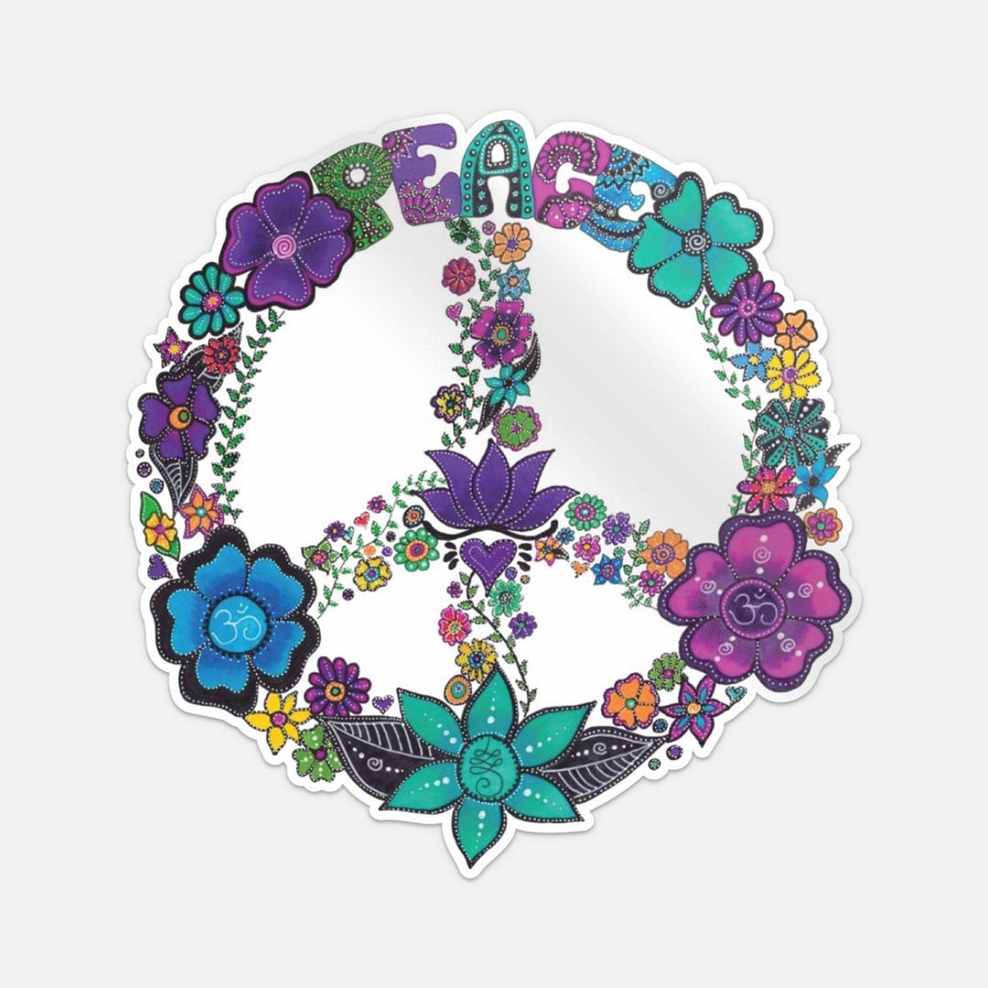 Flower Peace Sign Sticker Car Bumper Vinyl Decal - Etsy
