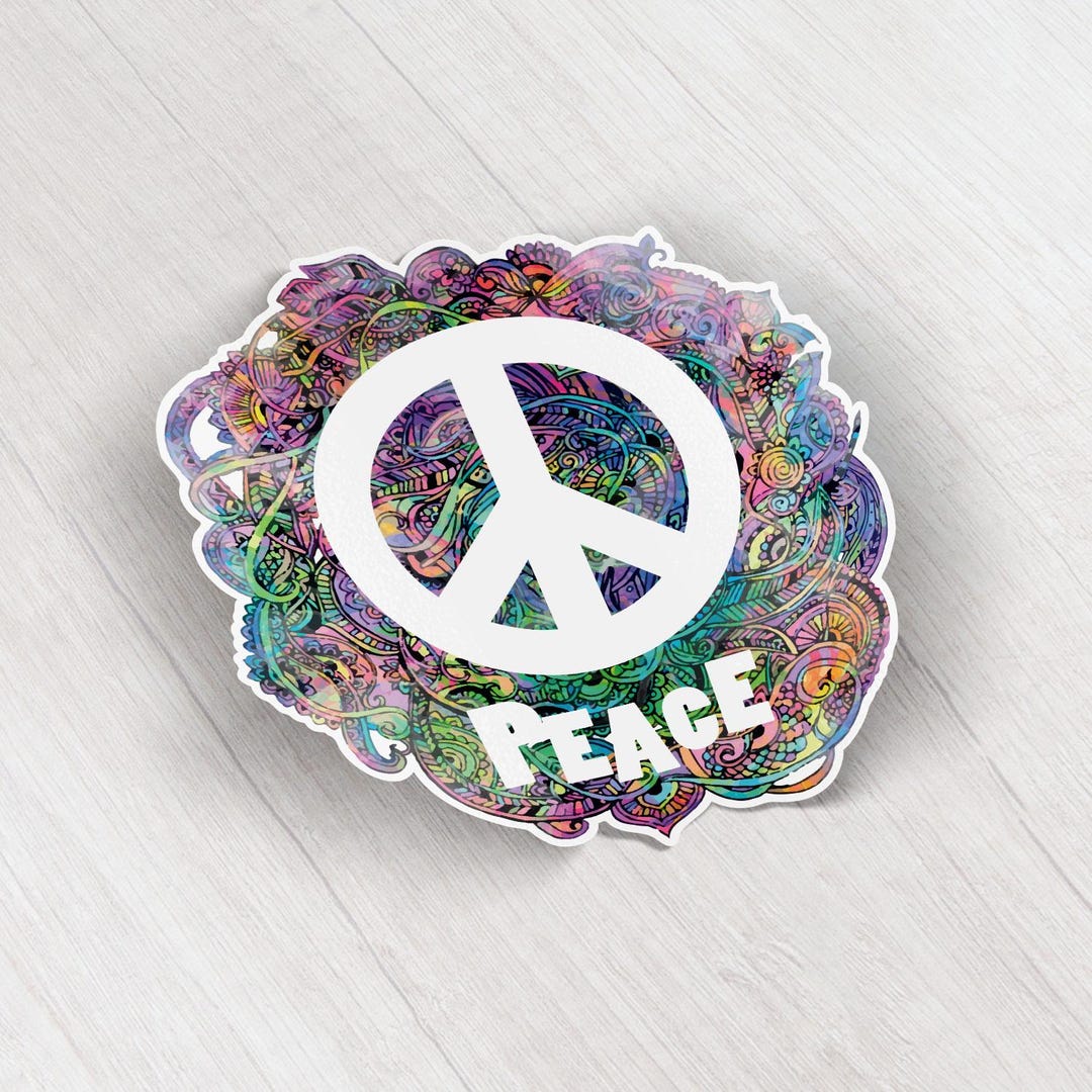Hippie Style Peace Sign Vinyl Sticker Car Bumper Decal - Etsy