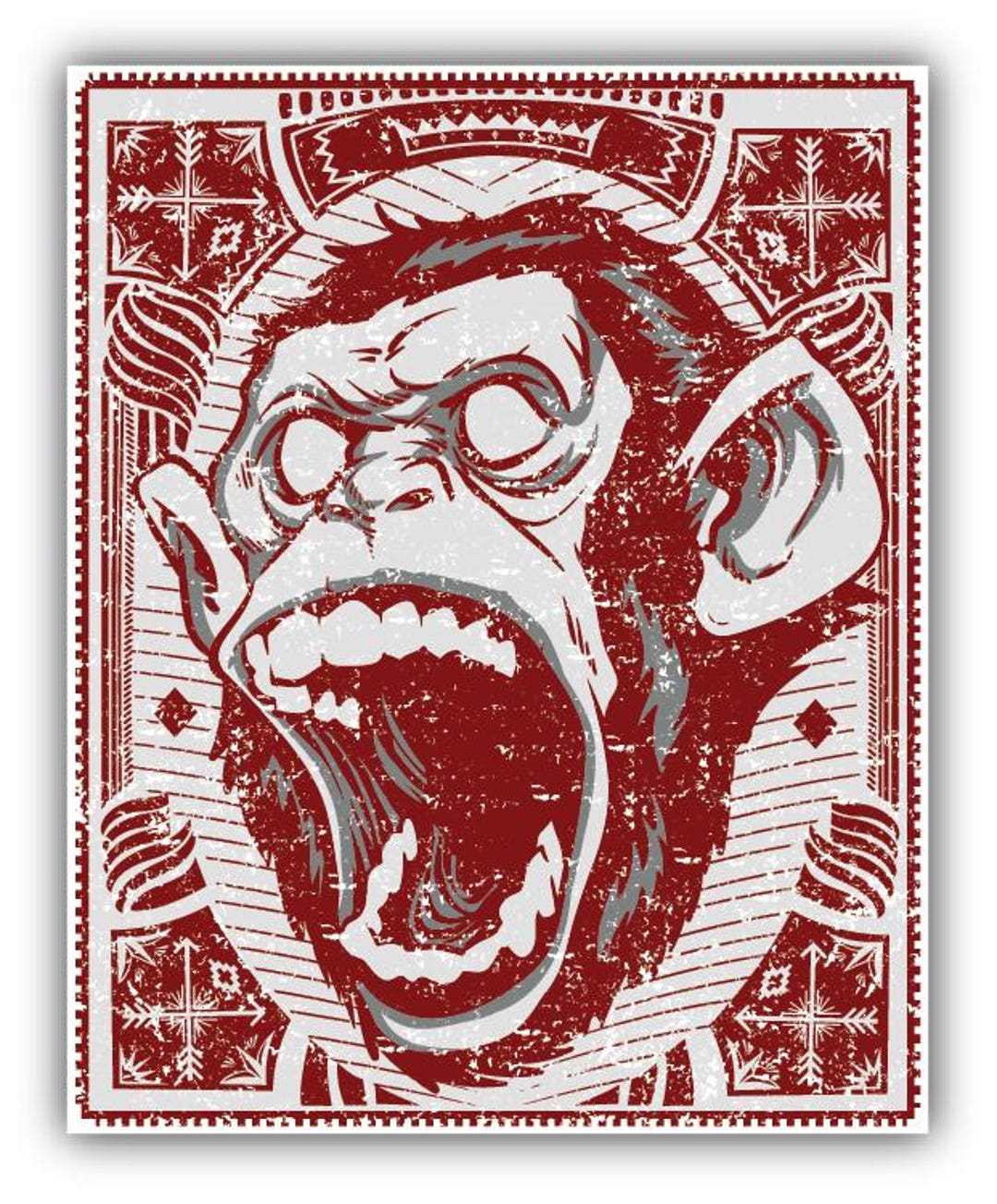 Angry Monkey Head Grunge Car Vinyl Bumper Sticker Decal - Etsy