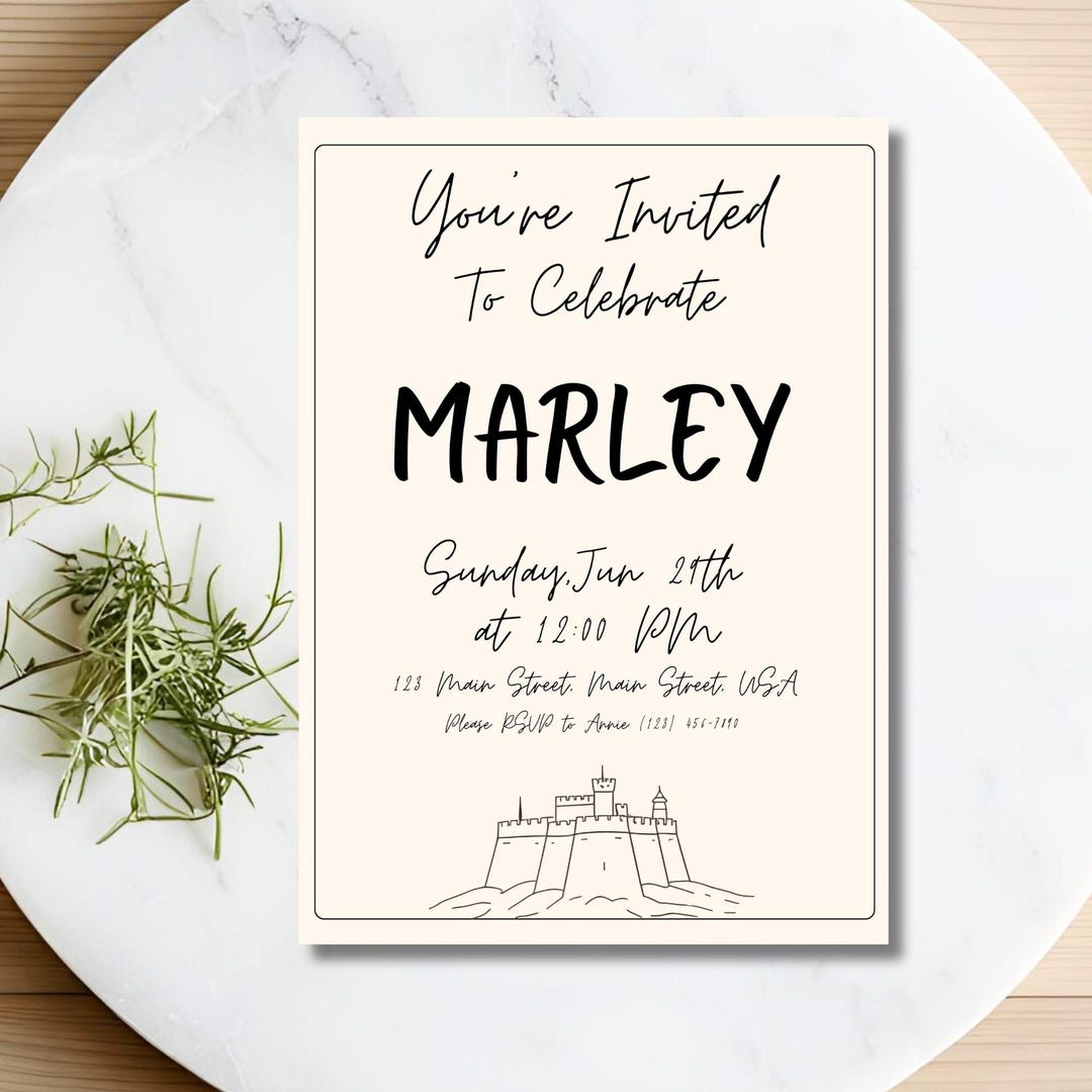 Sand Castle Beach Party Invite Summer Birthday Pool Party Fun in the ...