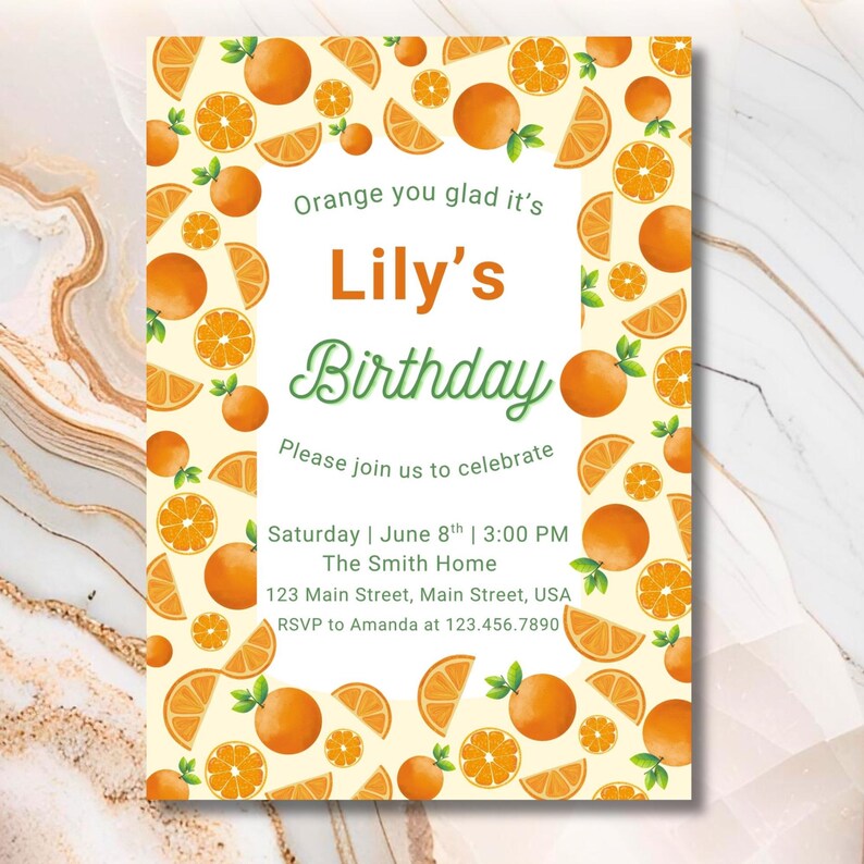 Orange Birthday Invitation Sweet One Orange You Glad Party Girls Boys ...