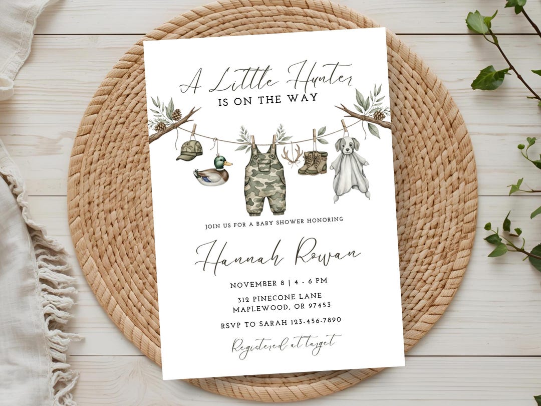 Duck Hunting Baby Shower Invitation | Hunter Baby Shower Invitation ...