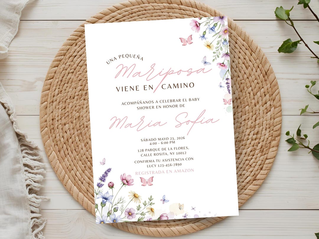 Butterfly Baby Shower Invitation Spanish Editable Canva Invite for Baby ...